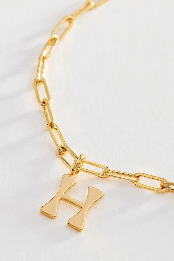 Anthropologie Initial Pendant Paperclip Chain Necklace - H