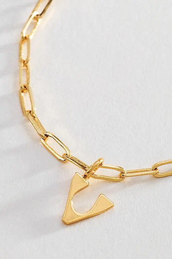 Anthropologie Initial Pendant Paperclip Chain Necklace - V