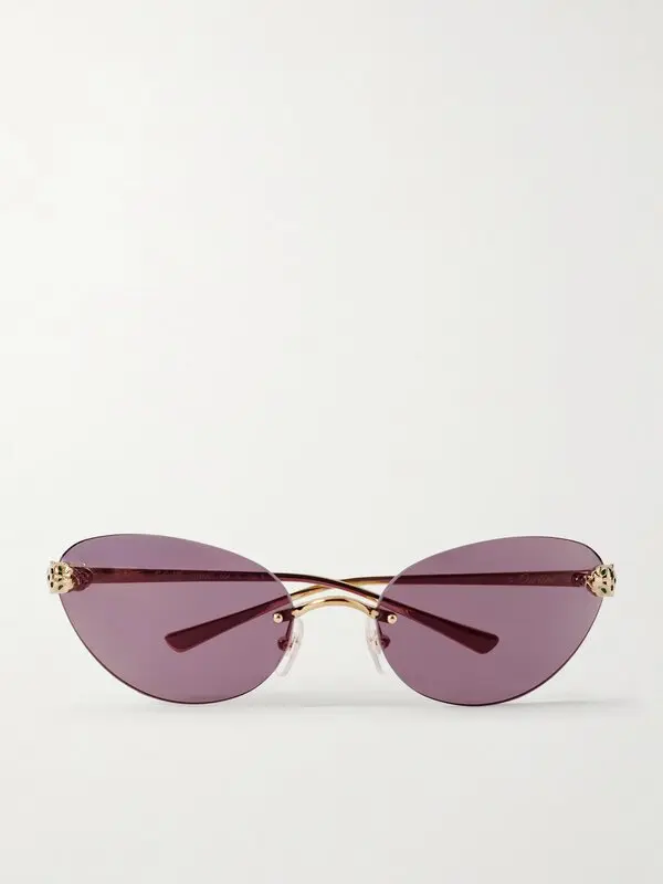 CARTIER Panthère De Rimless Cat-eye Sunglasses - Gold