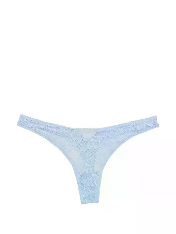 FLEUR DU MAL Le Stretch Lace Thong - Blue