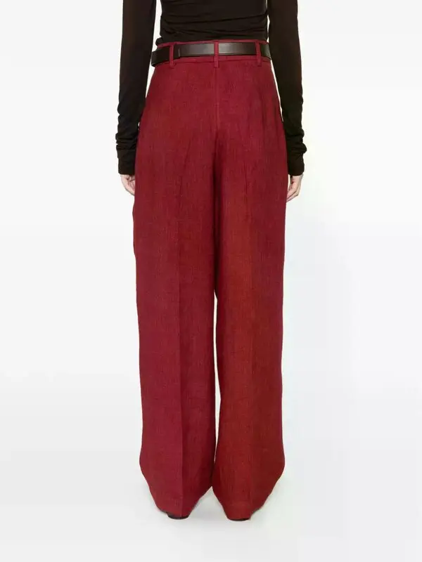 Max Mara Belted Pleated Trousers - Red