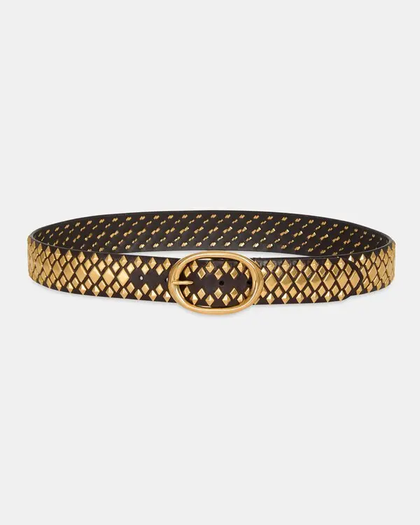 TWP Snake In My Garden Vachetta Leather Wide Belt - Dakota / Gold