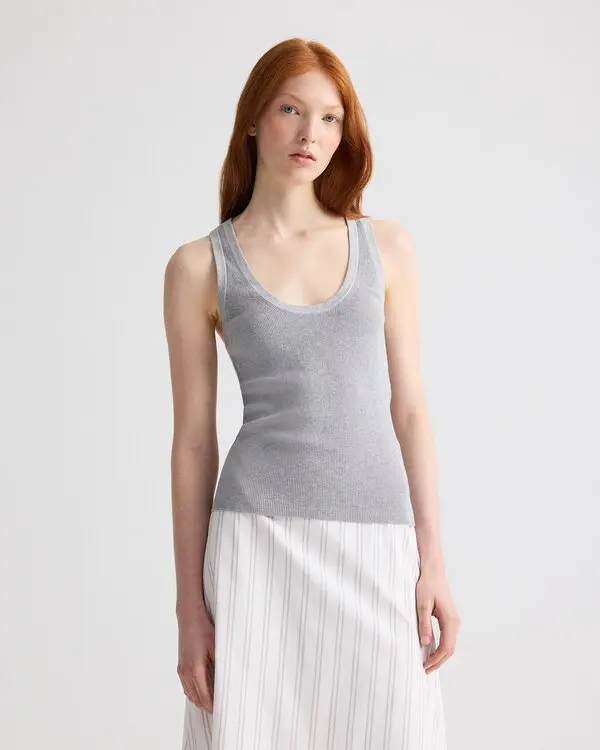 TWP First Layer Tank In Cotton Silk Yarn - Light Heather Grey