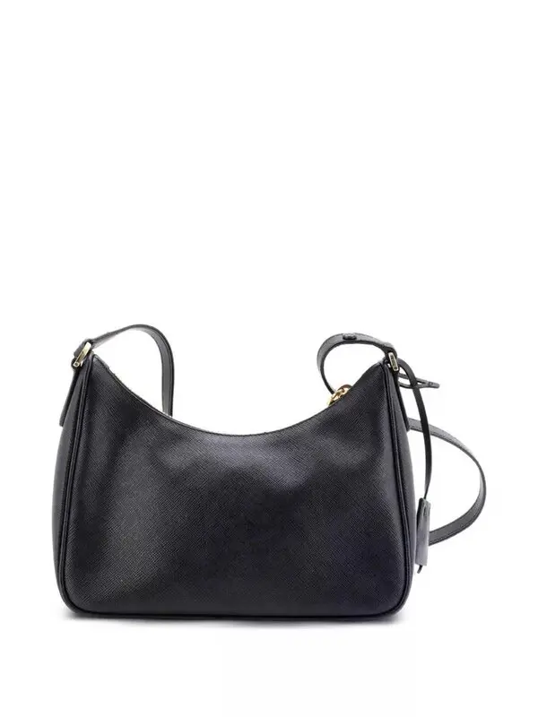 Prada Adjustable Handle Zip Saffiano Leather Mini Hobo Bag - Black