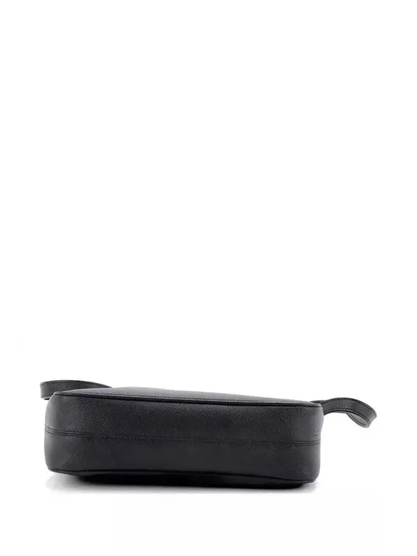 Prada Adjustable Handle Zip Saffiano Leather Mini Hobo Bag - Black