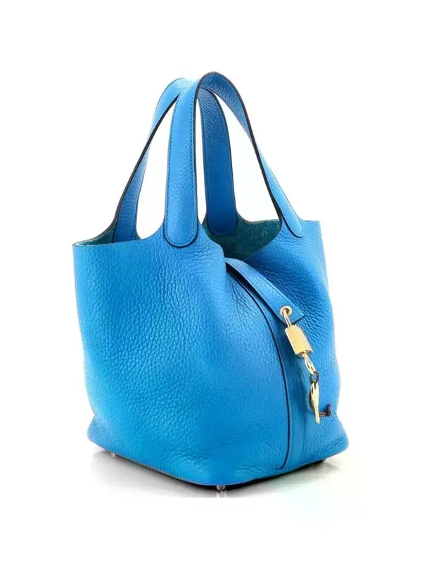Hermès Picotin Lock Clemence Pm Bucket Bag - Blue