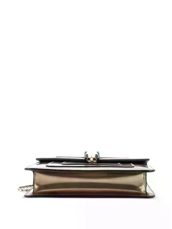 BVLGARI Serpenti Forever Square Metallic Leather Small Shoulder Bag
