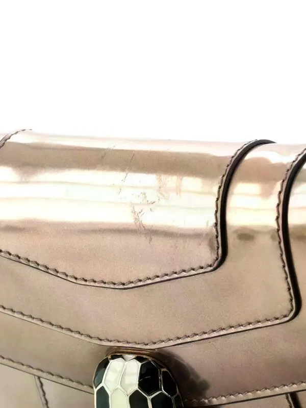 BVLGARI Serpenti Forever Square Metallic Leather Small Shoulder Bag