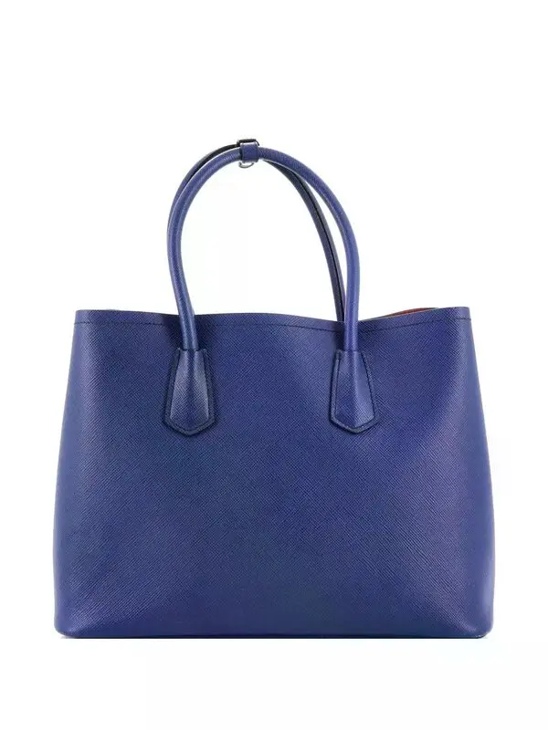 Prada Cuir Double Saffiano Leather Medium Tote Bag - Blue
