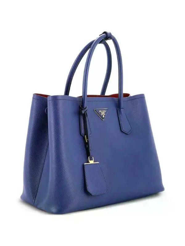 Prada Cuir Double Saffiano Leather Medium Tote Bag - Blue