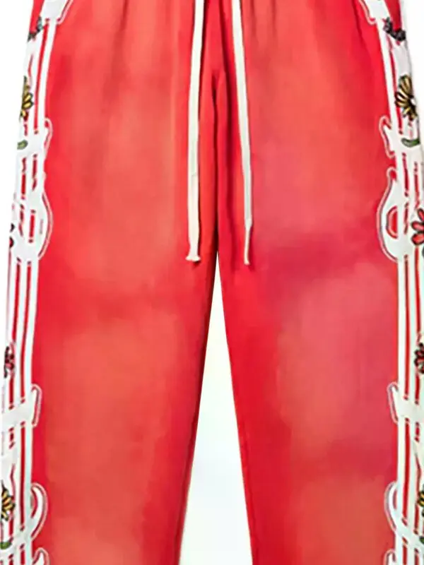 VALE FOREVER Garden Floral Striped Track Pants - Red