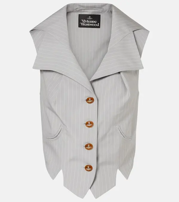 VIVIENNE WESTWOOD Meryl Pinstripe Cotton Vest - Grey
