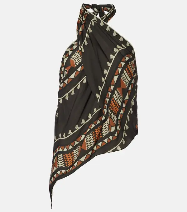 Johanna Ortiz Ancestral Printed Silk Georgette Top - Black