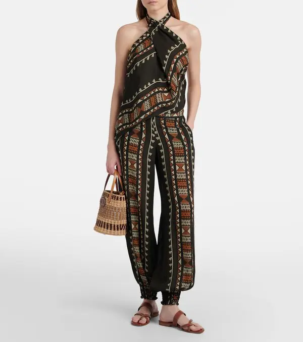 Johanna Ortiz Ancestral Printed Silk Georgette Top - Black