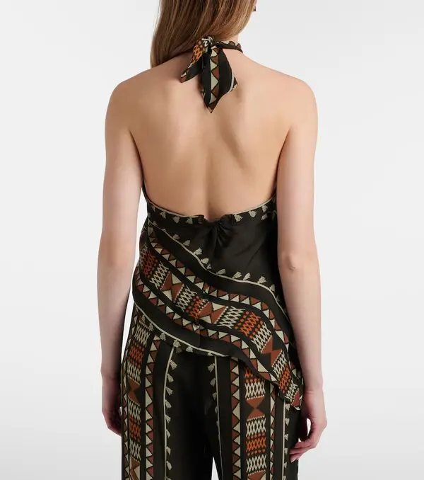 Johanna Ortiz Ancestral Printed Silk Georgette Top - Black