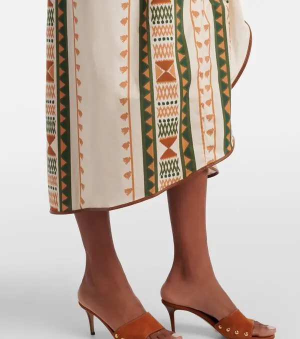Johanna Ortiz Centro Del Cielo Printed Cotton Midi Dress - Beige