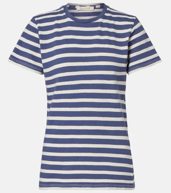 NILI LOTAN Lana Striped Cotton Jersey T-shirt - Blue