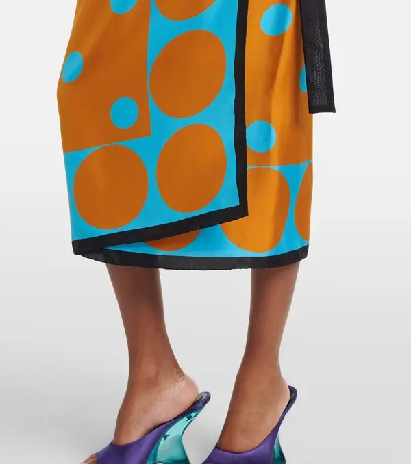 Dries Van Noten Printed Silk Wrap Skirt