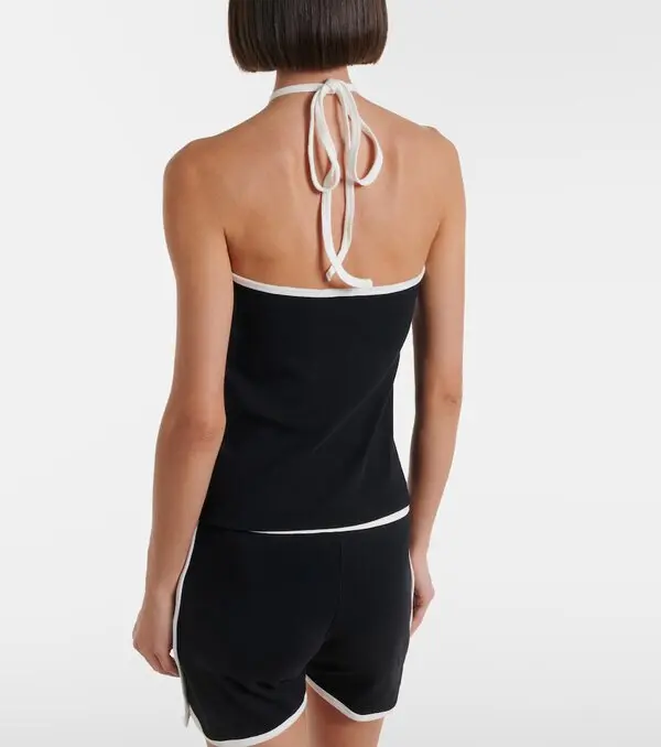 COURREGES Logo Tie-back Halterneck Top - Black