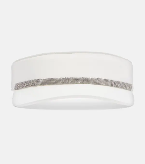 Brunello Cucinelli Monili Leather-trimmed Visor - White