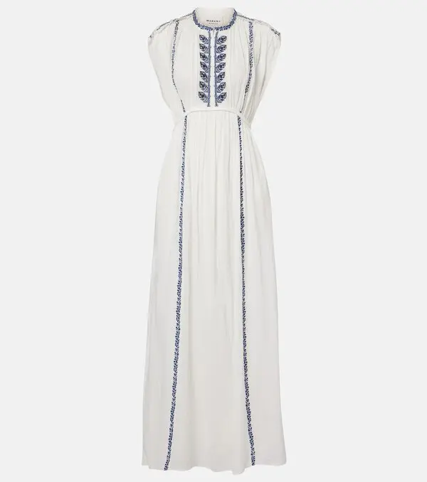 MARANT ETOILE Liviane Embroidered Cotton Maxi Dress - White