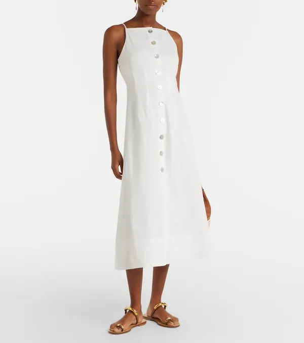 Veronica Beard Georges Linen Midi Dress - White