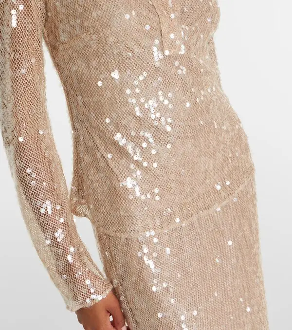 Veronica Beard Meryl Sequined Blouse - Beige