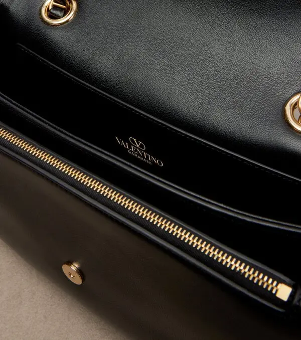 Valentino Garavani Djuna Medium Leather Shoulder Bag - Black