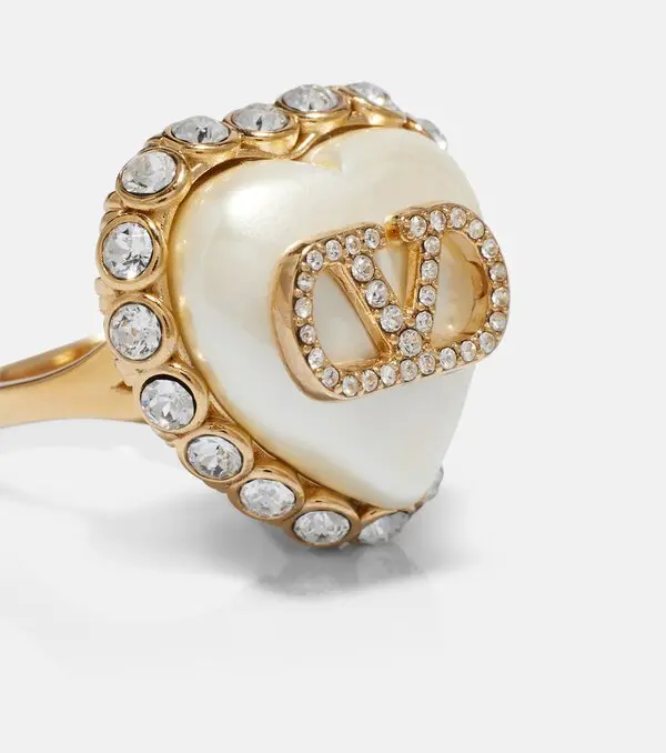 Valentino Garavani Vlogo Faux Pearl-embellished Ring - Gold
