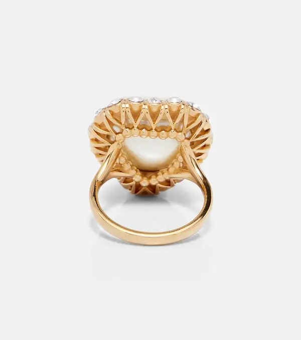 Valentino Garavani Vlogo Faux Pearl-embellished Ring - Gold