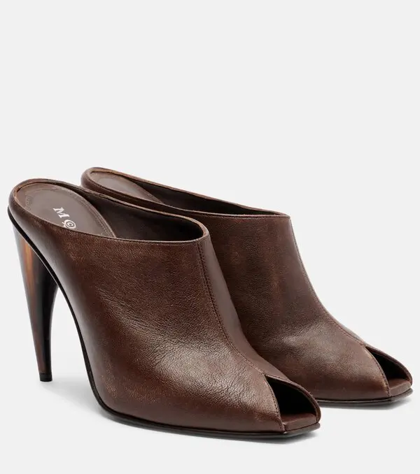 Alexander McQueen Horn Leather Mules - Brown