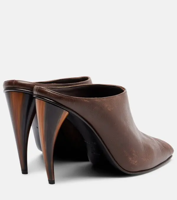 Alexander McQueen Horn Leather Mules - Brown