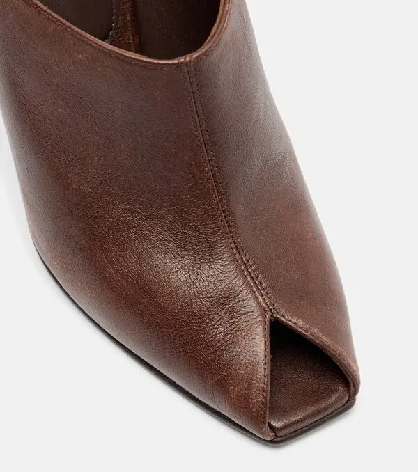 Alexander McQueen Horn Leather Mules - Brown