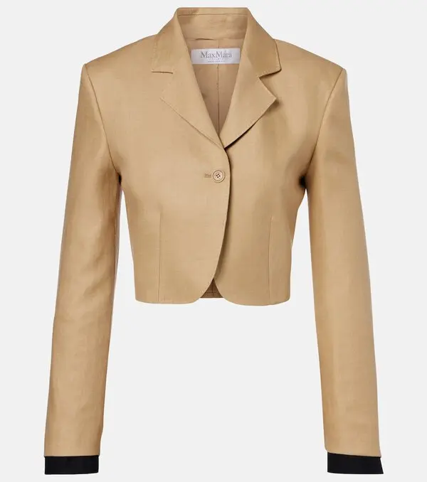 Max Mara Buono Cropped Linen Blazer - Beige