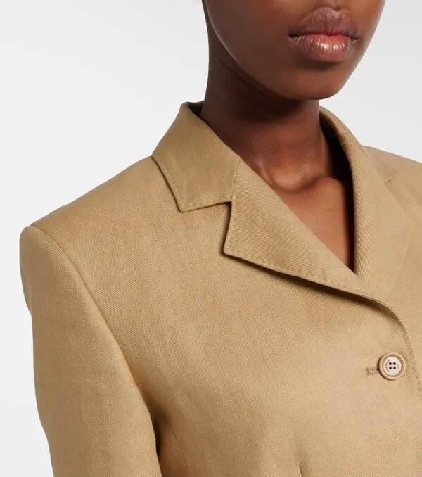 Max Mara Buono Cropped Linen Blazer - Beige