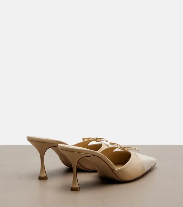 Manolo Blahnik Tapidpla Leather And Suede Mules - Beige
