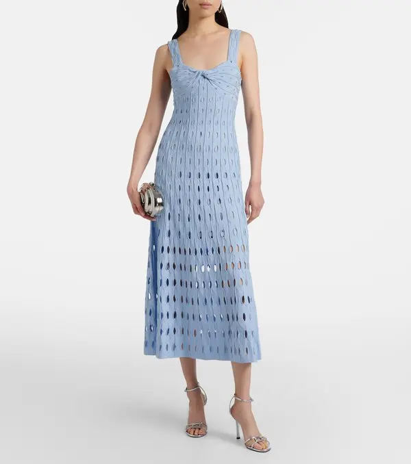 Simkhai Christina Open-knit Midi Dress - Blue