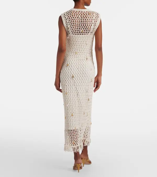 Simkhai Coralia Embellished Crochet Midi Dress - White
