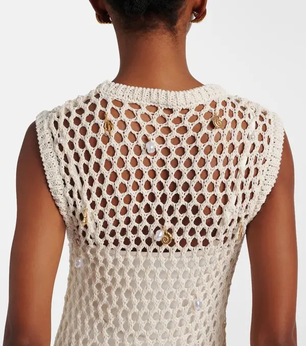 Simkhai Coralia Embellished Crochet Midi Dress - White