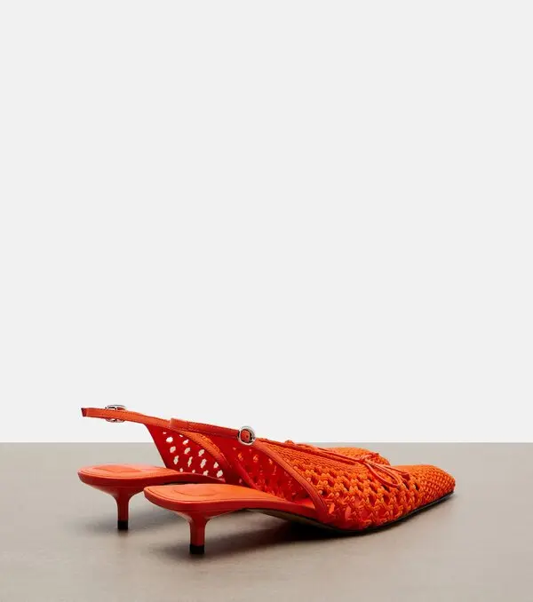 Jacquemus Cubisto Raffia-effect Slingback Pumps