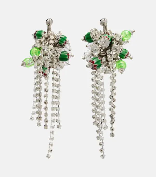 Dries Van Noten Crystal-embellished Drop Earrings - Silver