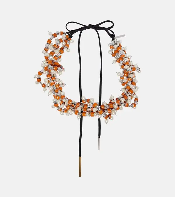 Dries Van Noten Embellished Beaded Necklace - Orange