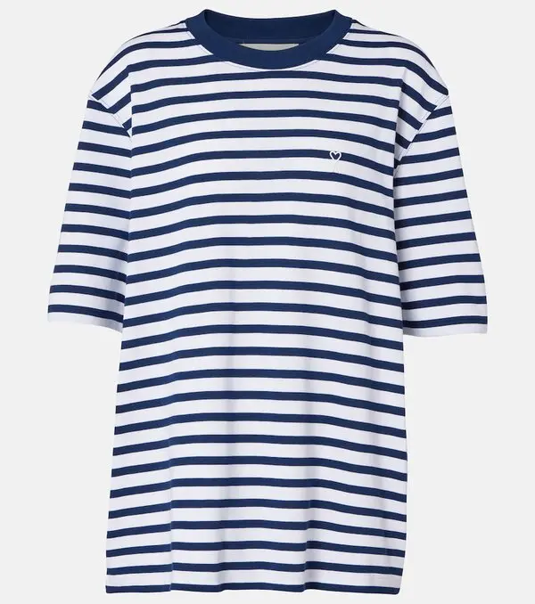 AMI Paris Striped Cotton Jersey T-shirt - Blue