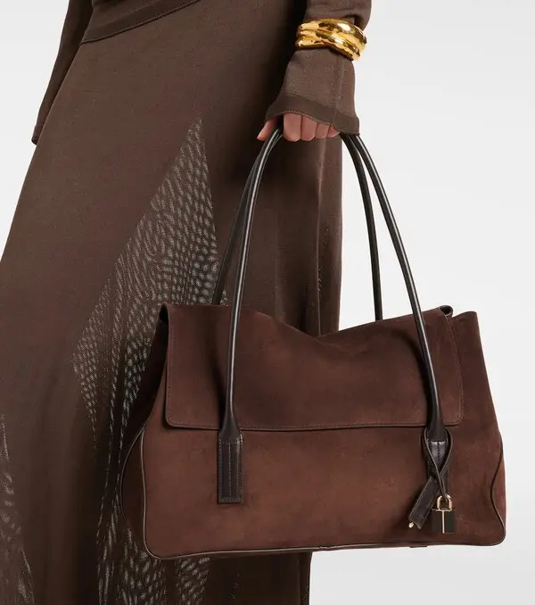 TOM FORD Large Suede Shoulder Bag - Brown