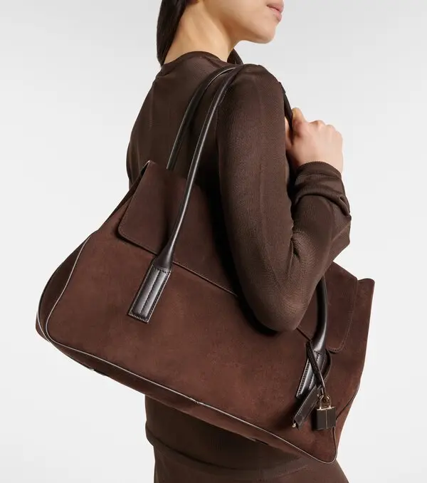 TOM FORD Large Suede Shoulder Bag - Brown
