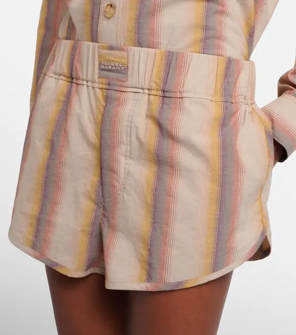 Isabel Marant Étoile Melinea Striped Cotton Shorts - Beige