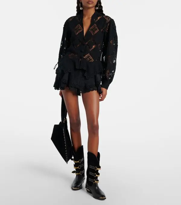 Isabel Marant Étoile Neis Cotton And Silk Shorts - Black
