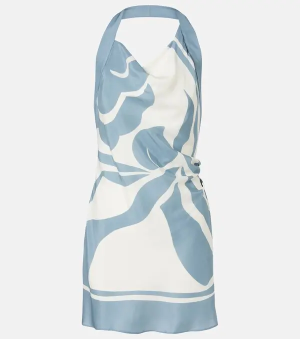 SIR. Lilou Halterneck Silk Minidress - Blue