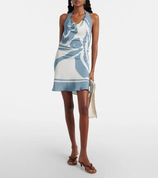 SIR. Lilou Halterneck Silk Minidress - Blue
