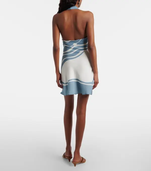 SIR. Lilou Halterneck Silk Minidress - Blue